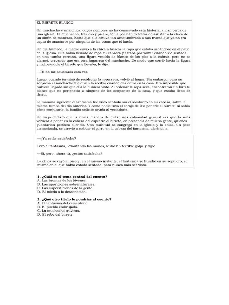 Lectura El Birrete Blanco | PDF
