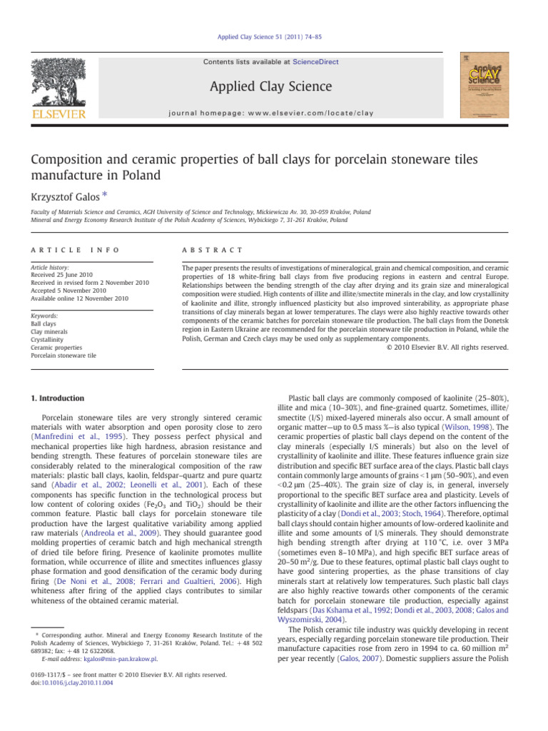 Ceramic Properties of Ball Clays | PDF | Materials