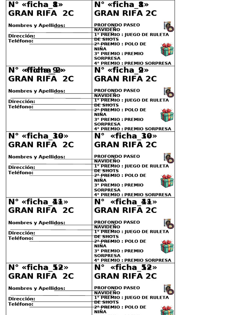 Molde de Talonario Rifas | PDF