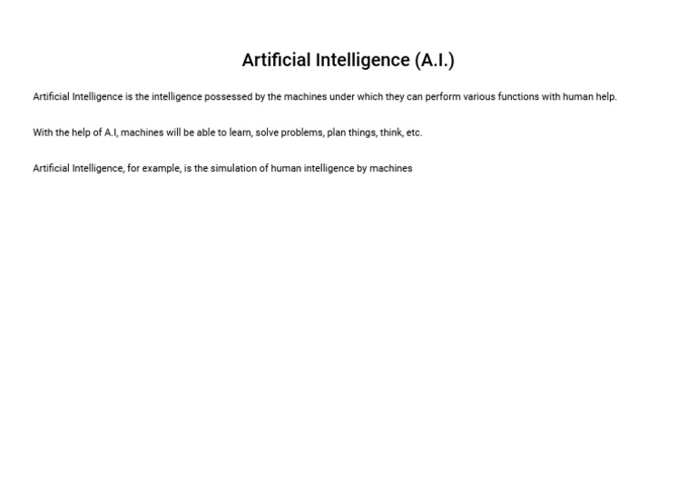 Introduction to Artificial Intelligence for Class 10 | PDF
