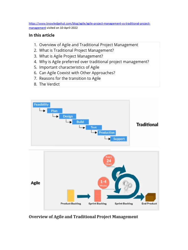Agile Versus Traditional Project | PDF | Agile Software Development | Software Development Process