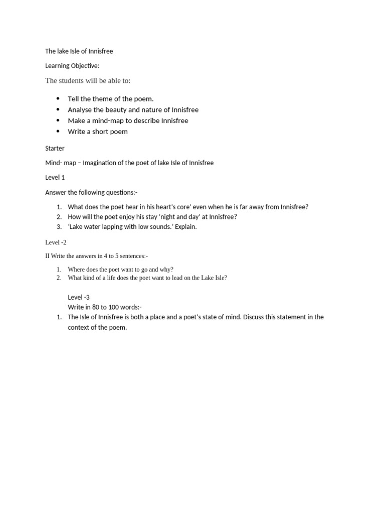 The Lake ISLE Notes | PDF