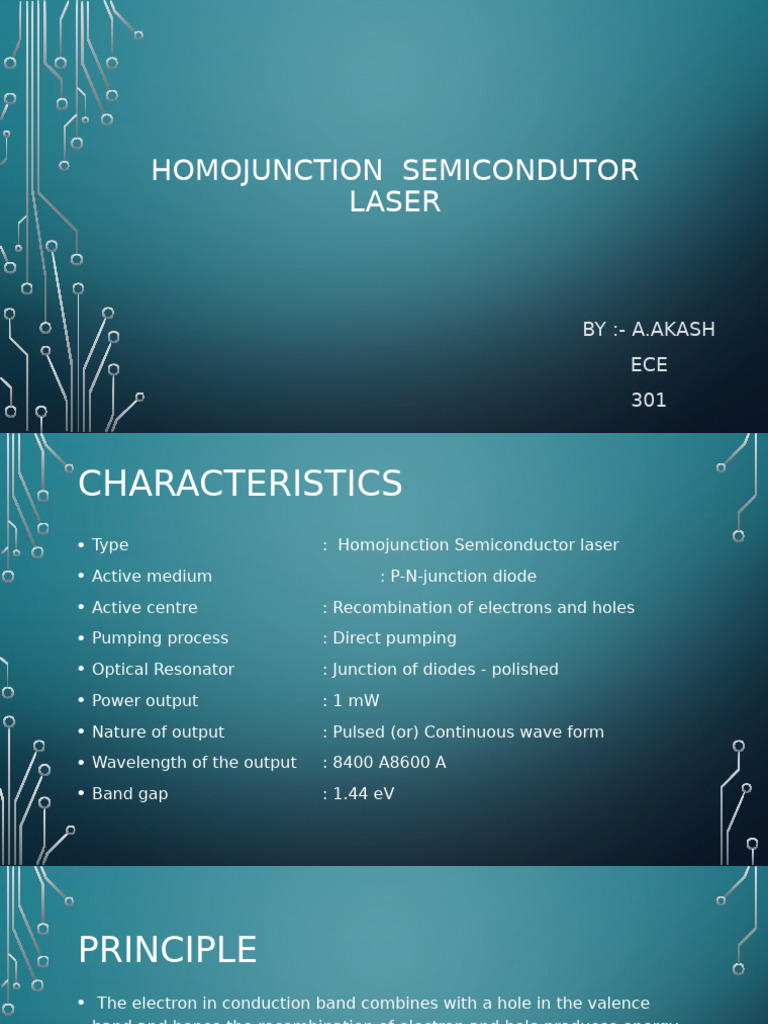 Homojunction Semicondutor Laser Akash Ece | PDF | Laser Diode | Laser