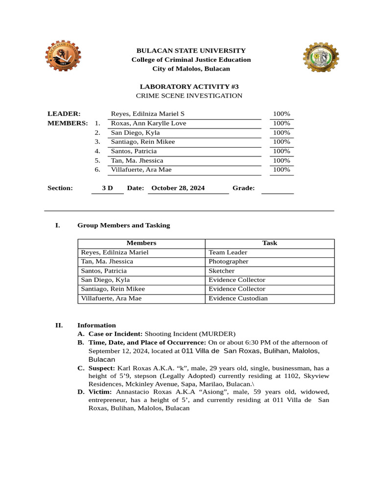 spot-report (1) | PDF | Fingerprint | Crime Scene