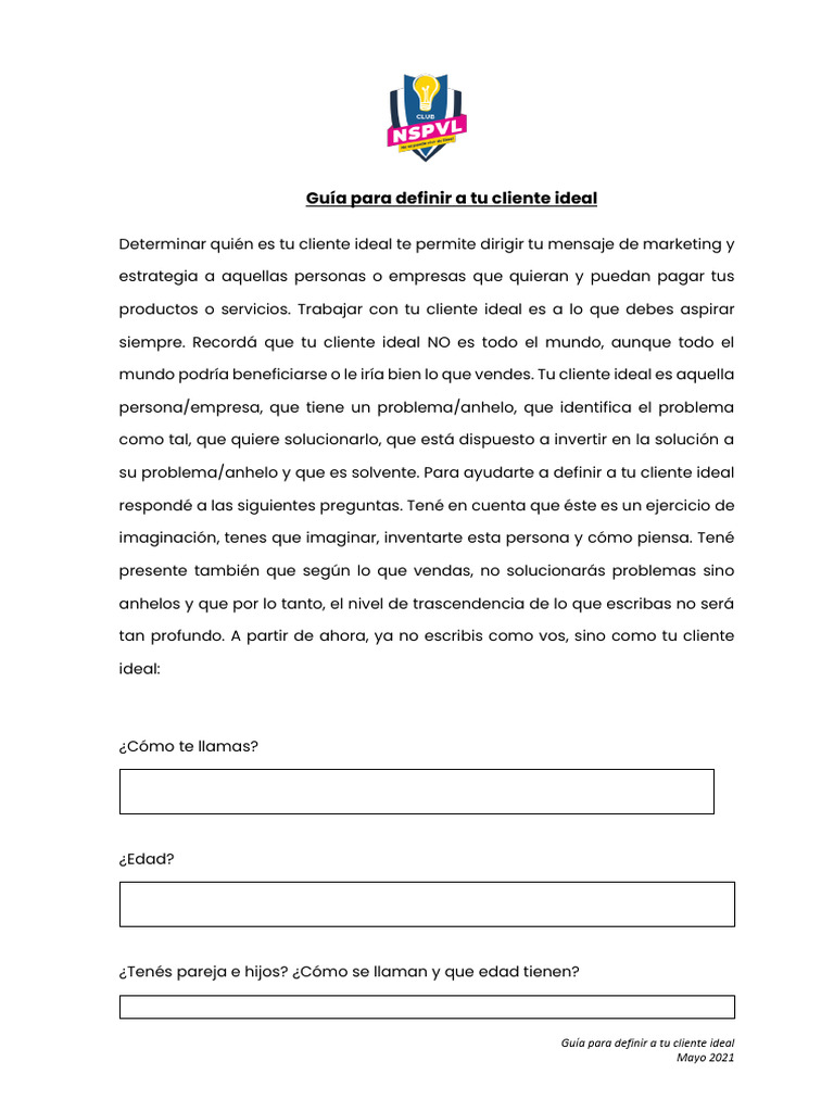 Define tu cliente ideal eficazmente | PDF | Cliente