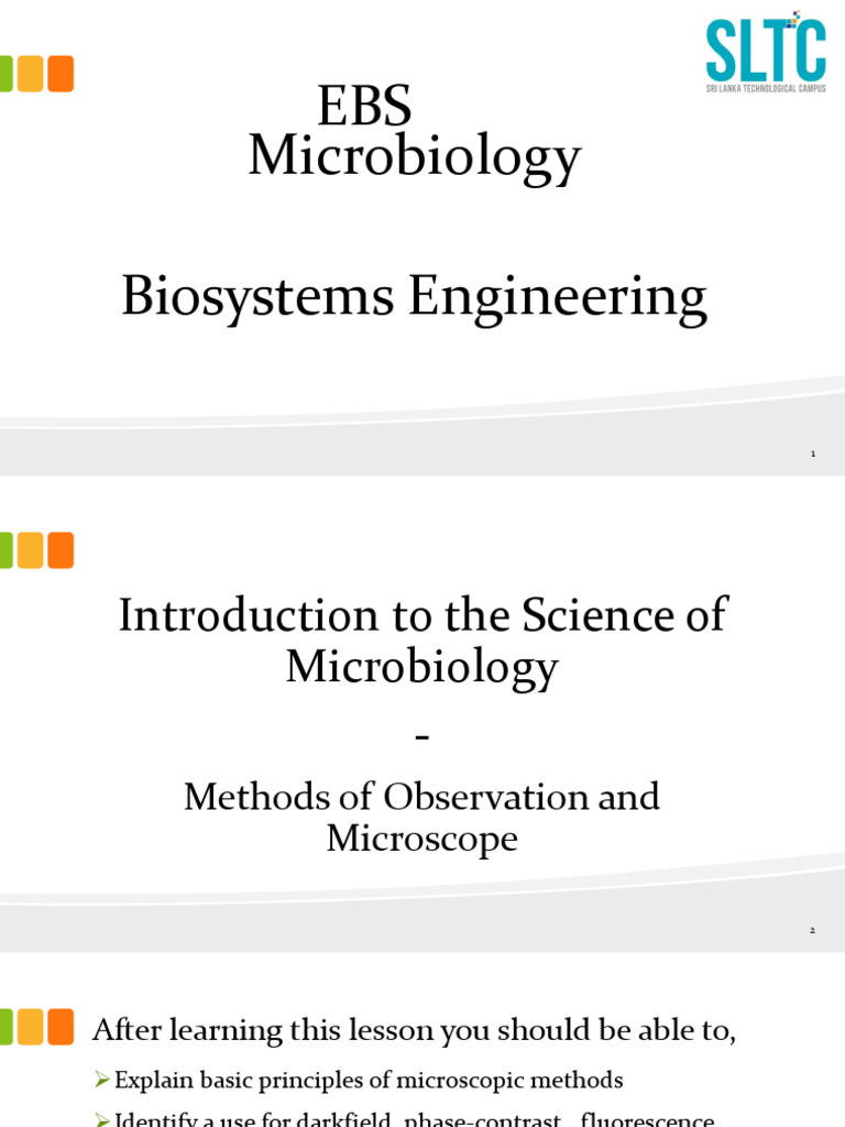 Lecture 2 - Microscopy (EBS - 2021 - Mar) | PDF | Microscope | Electron Microscope