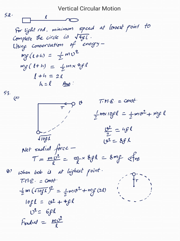 Vertical Circular Motion HCV Solution - 241126 - 221002 | PDF