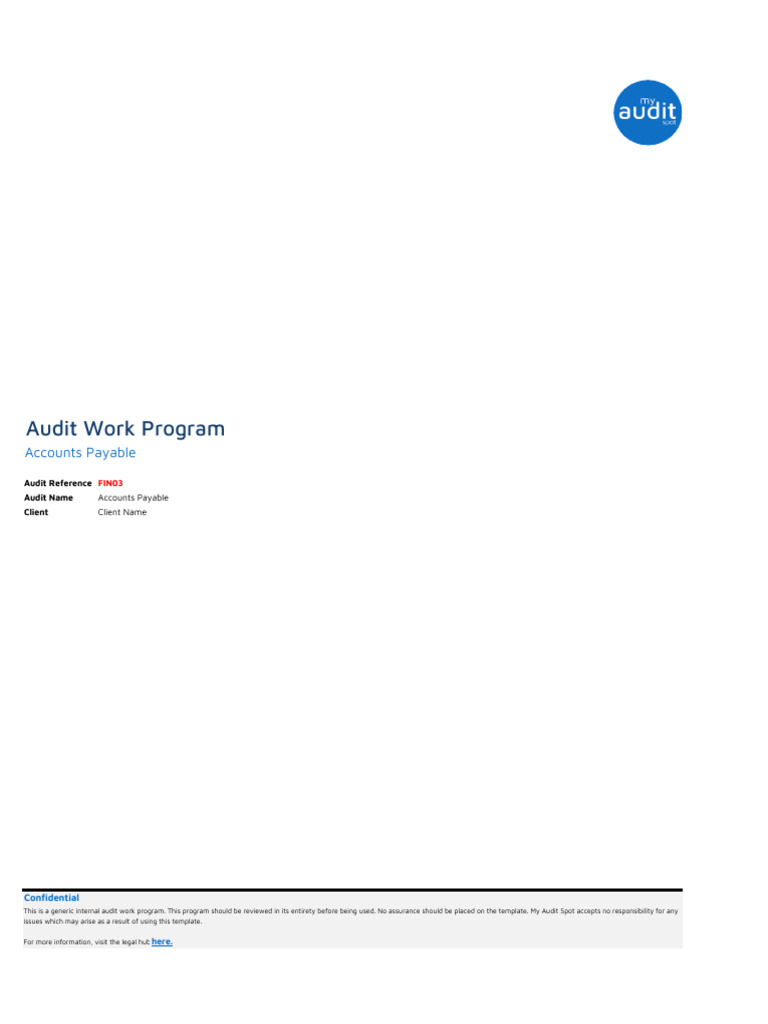 FIN03 B8.1 Audit Work Program Accounts Payable 1 | PDF | Accounts Payable | Business