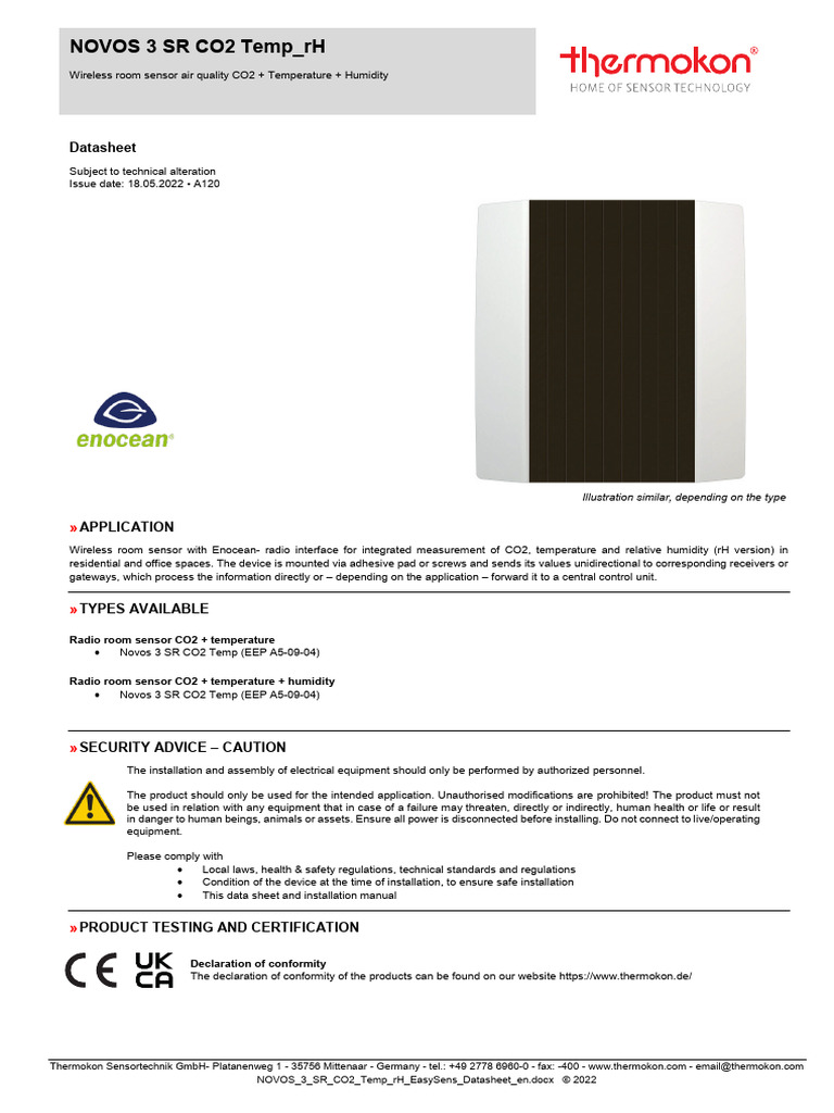NOVOS 3 SR CO2 Temp RH EasySens Datasheet en (4) | PDF | Radio | Telegraphy