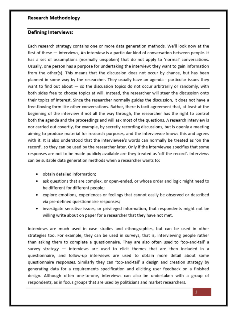 unit 5 - interviews, observations, questionaries.docx | PDF | Interview