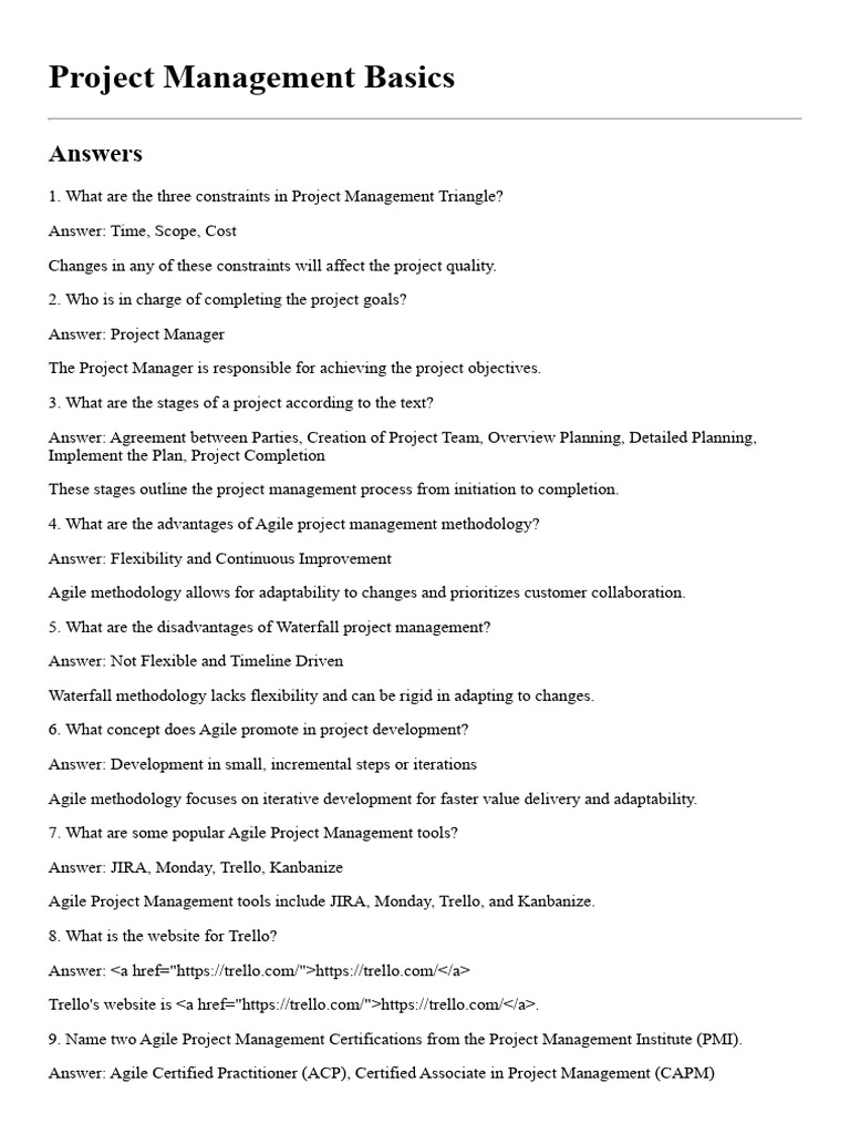 Project Management Basics | PDF | Project Management | Agile Software Development