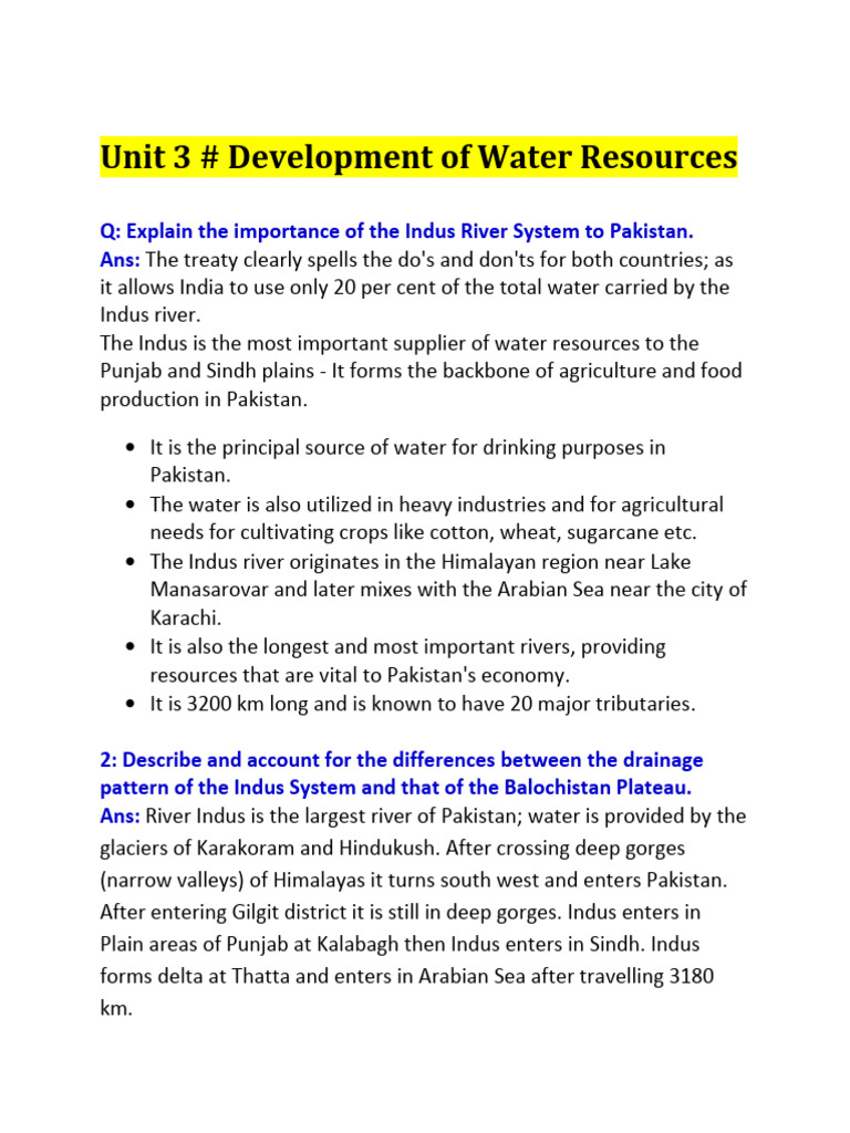 Unit 3 # Development of Water Resources | PDF | Indus River | Hydrology