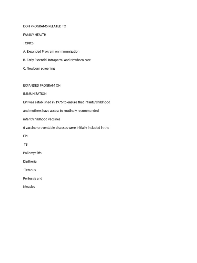 DOH PROGRAMS RE-WPS Office | PDF | Vaccines | Epidemiology