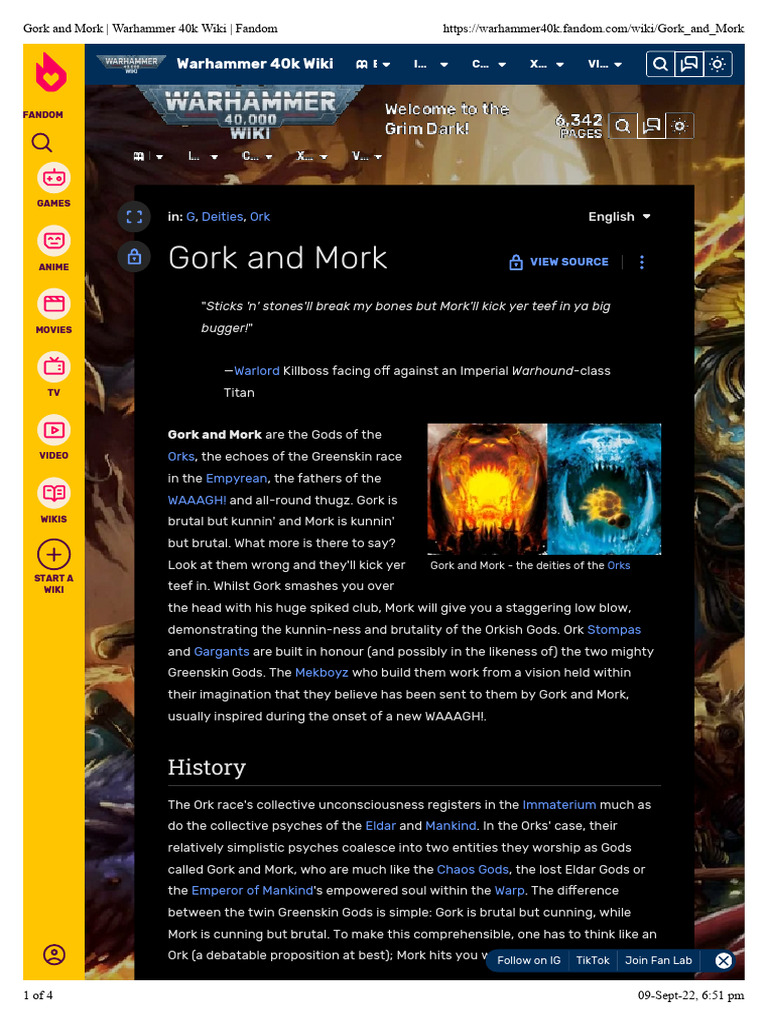 Gork and Mork Warhammer 40k Wiki Fandom | PDF | Religious Belief And Doctrine