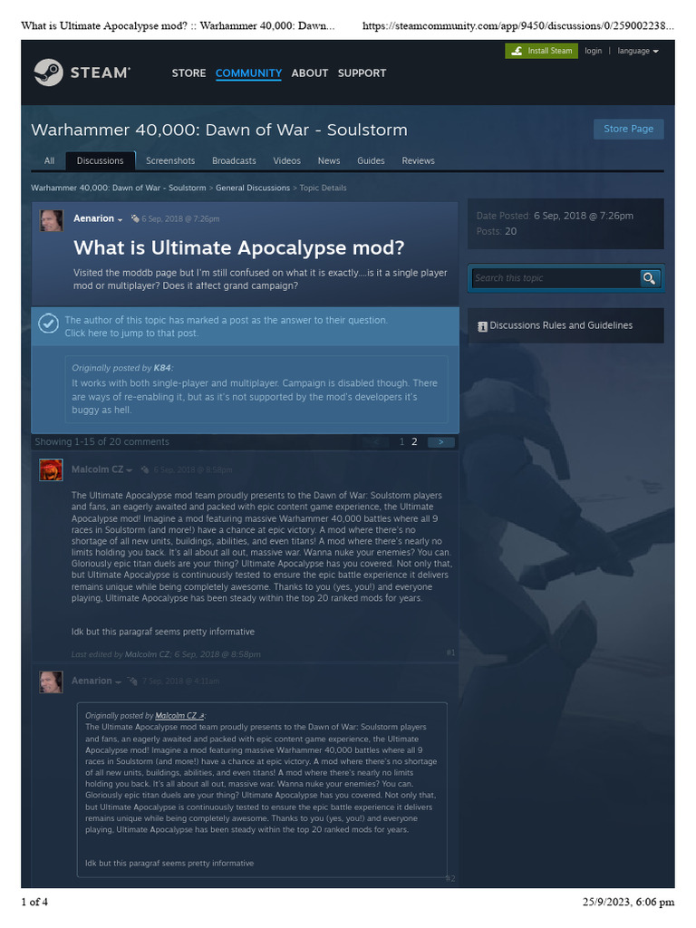 Ultimate Apocalypse Mod for Dawn of War | PDF | Gaming