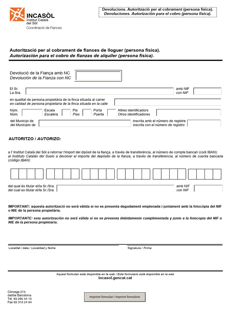 AUTORIZACION FIANZAS | PDF