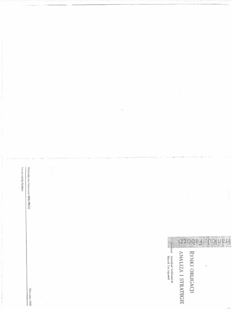 Rynki Obligacji Analiza I Strategia Frank J. Fabozzi Wawa 2000 | PDF