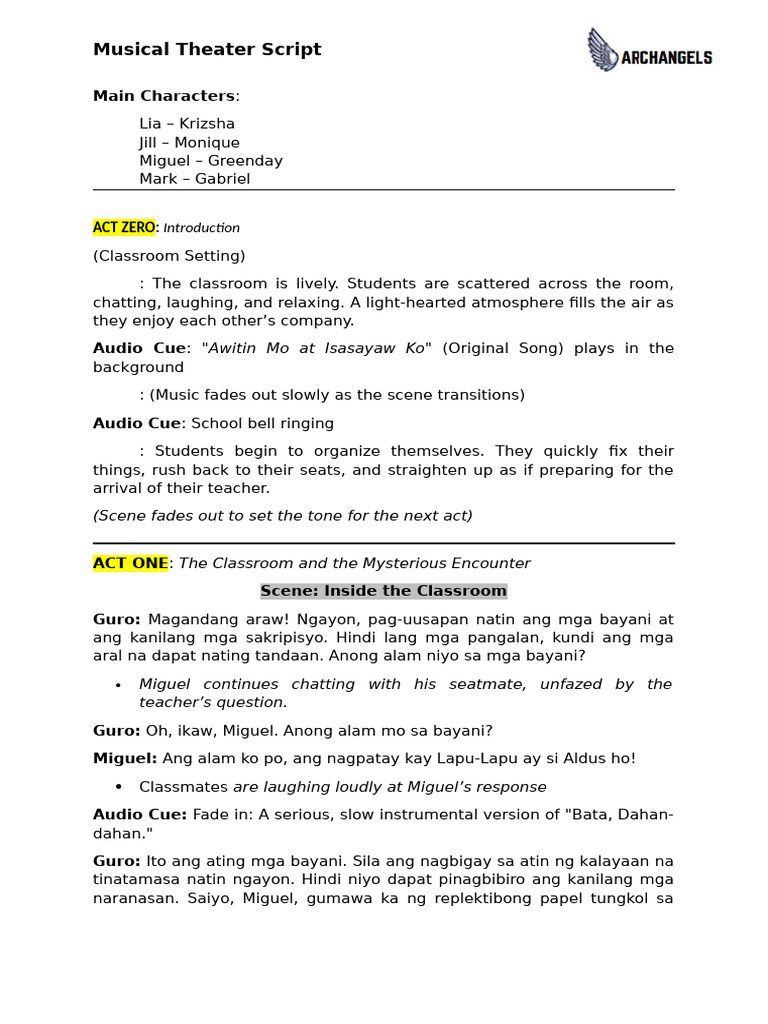 Musical Theater Script | PDF