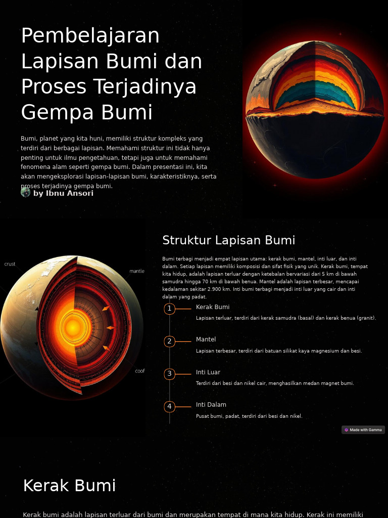 Pembelajaran Lapisan Bumi Dan Proses Terjadinya Gempa Bumi | PDF
