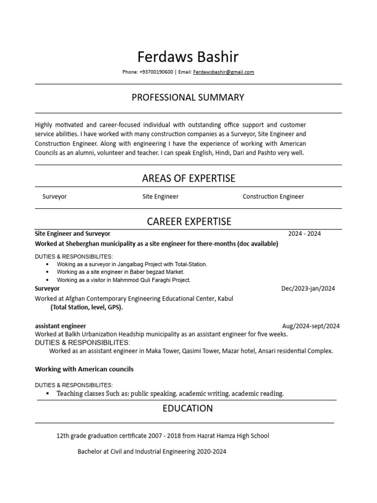 Ferdaws bashir cv Canada | PDF