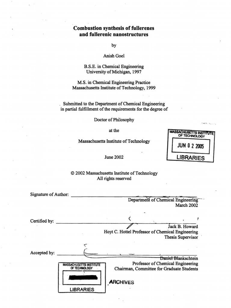 Anish Goel - Combustion Synthesis of Fullerenes and Fullerenic Nanostructures | PDF | Fullerene ...
