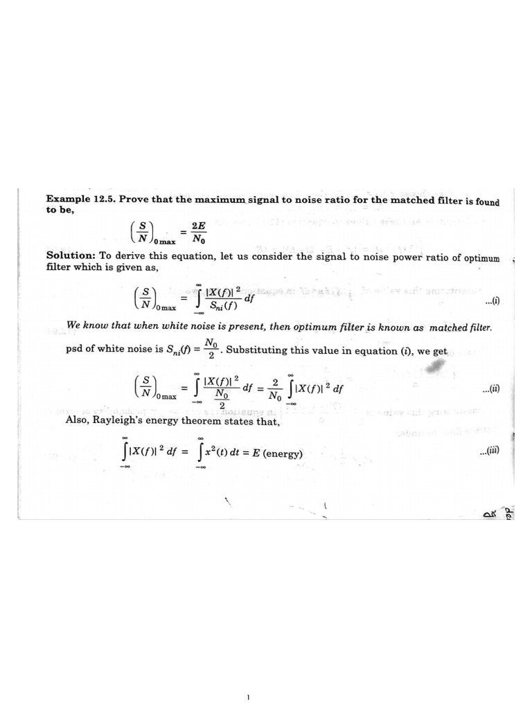 Matched Filter Questions Pdf 9215
