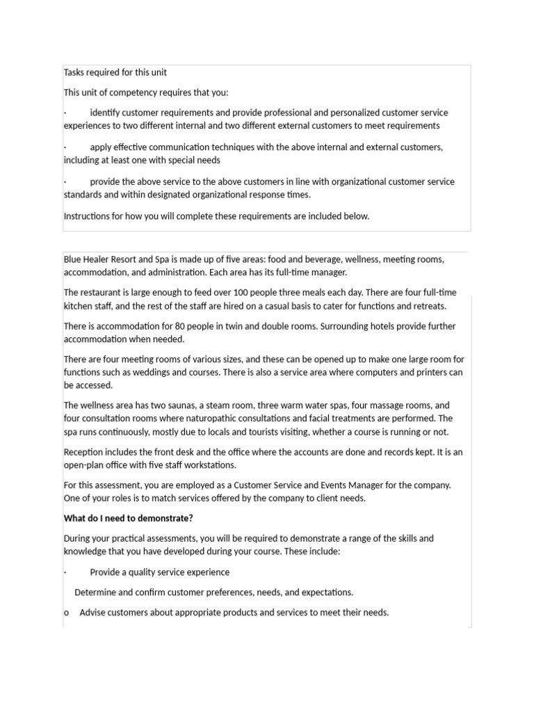 Final assignment | PDF | Meal | Spa