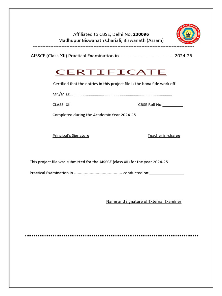 Practical Certificate | PDF