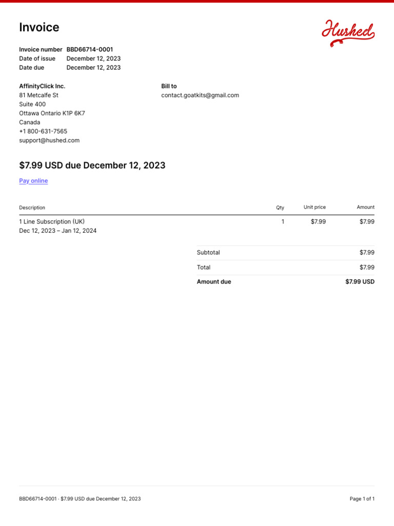 Invoice BBD66714 0001 | PDF