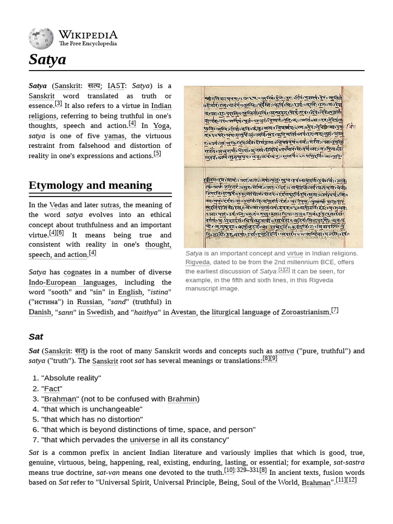Satya | PDF | Indian Philosophy | Hindu Philosophy