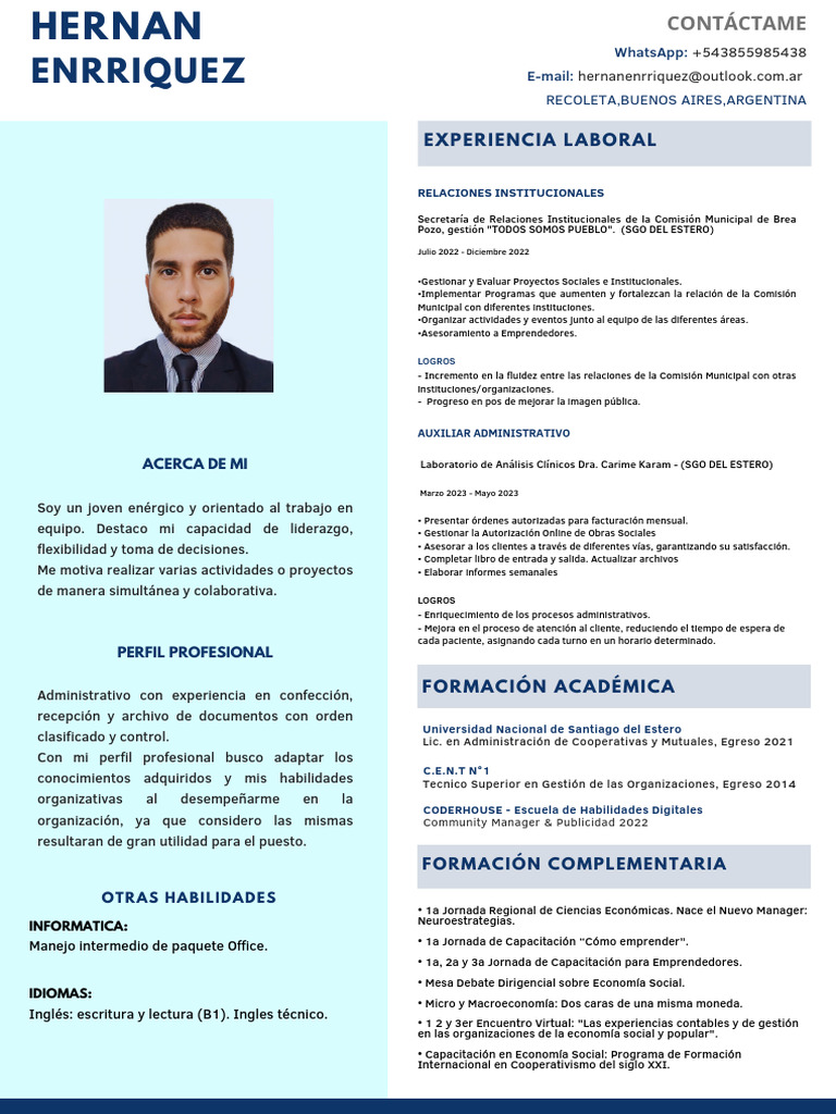 CV - Hernan Enrriquez | PDF | Iniciativa empresarial | Economias