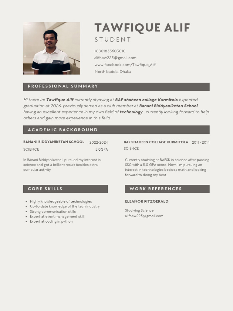 Tawfique Alif (Resume) | PDF