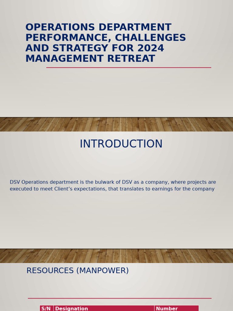 Operations Departmental Performance Challenges and Strategy For 2024 | PDF