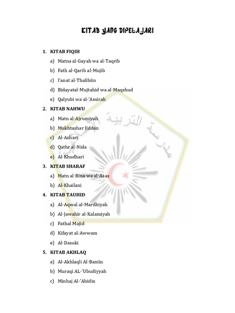 Kitab Yang Dipelajari | PDF