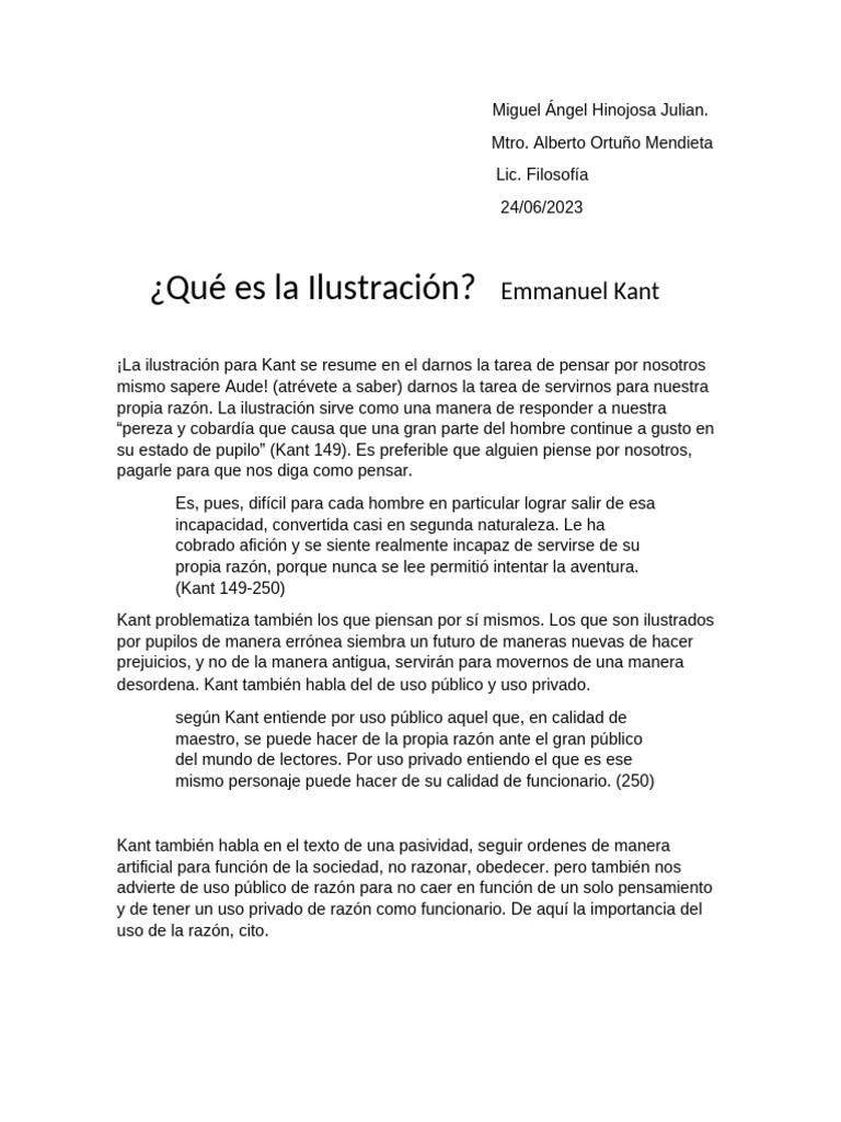 Que Es La Ilustracion-Kant | PDF | Immanuel Kant