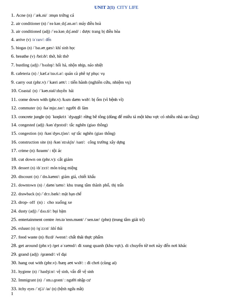 sách bt -UNIT 2 - Copy | PDF | Cost Of Living | Traffic