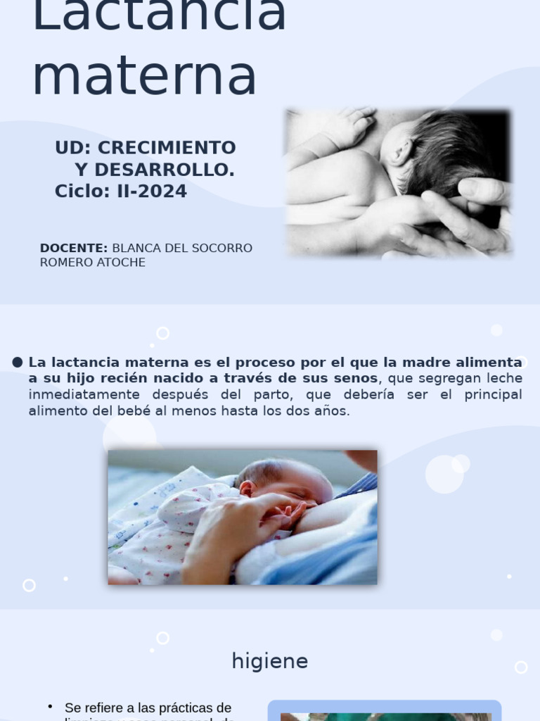 LACTANCIA MATERNA e Inmunizaciones CRED II-2024 | PDF | Pecho | Higiene