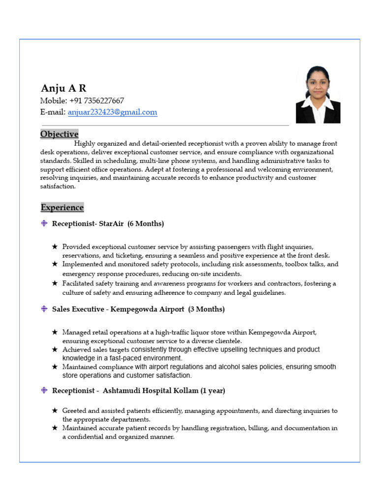 anju-a-r-resume | PDF | Occupational Safety And Health | Point Of Sale