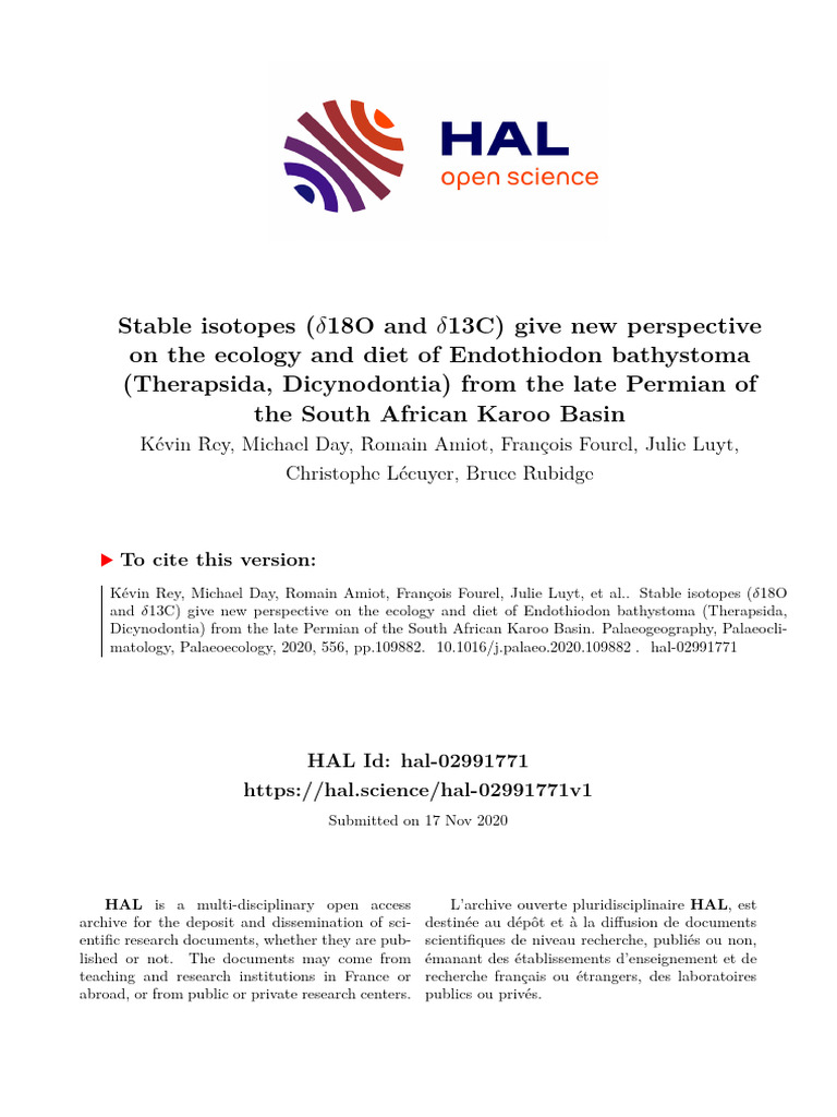 Stable isotopes (δ18O and δ13C) give new perspective on the ecology and ...
