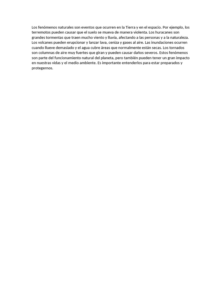 Los Fenómenos Naturales Son Eventos Que Ocurren en La Tierra y en El ...