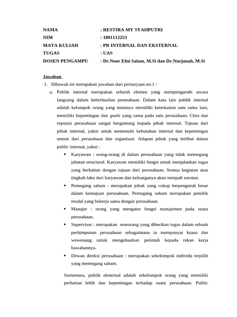 Hubungan Internal dalam Organisasi | PDF
