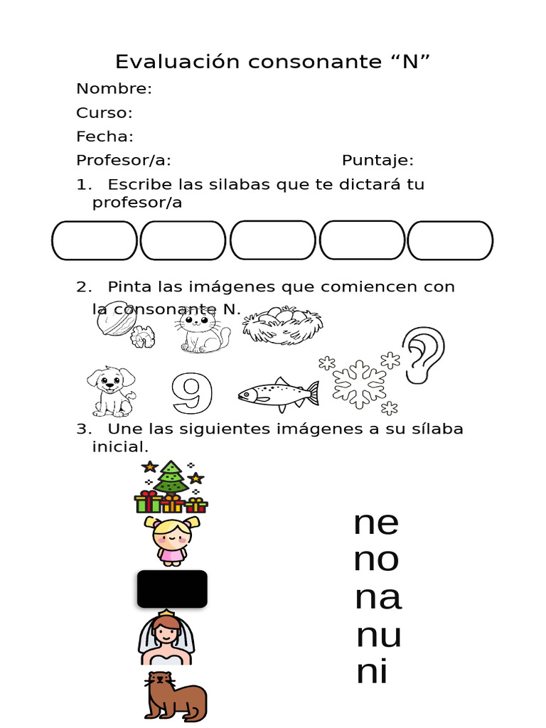 Evaluacion Letra N | PDF