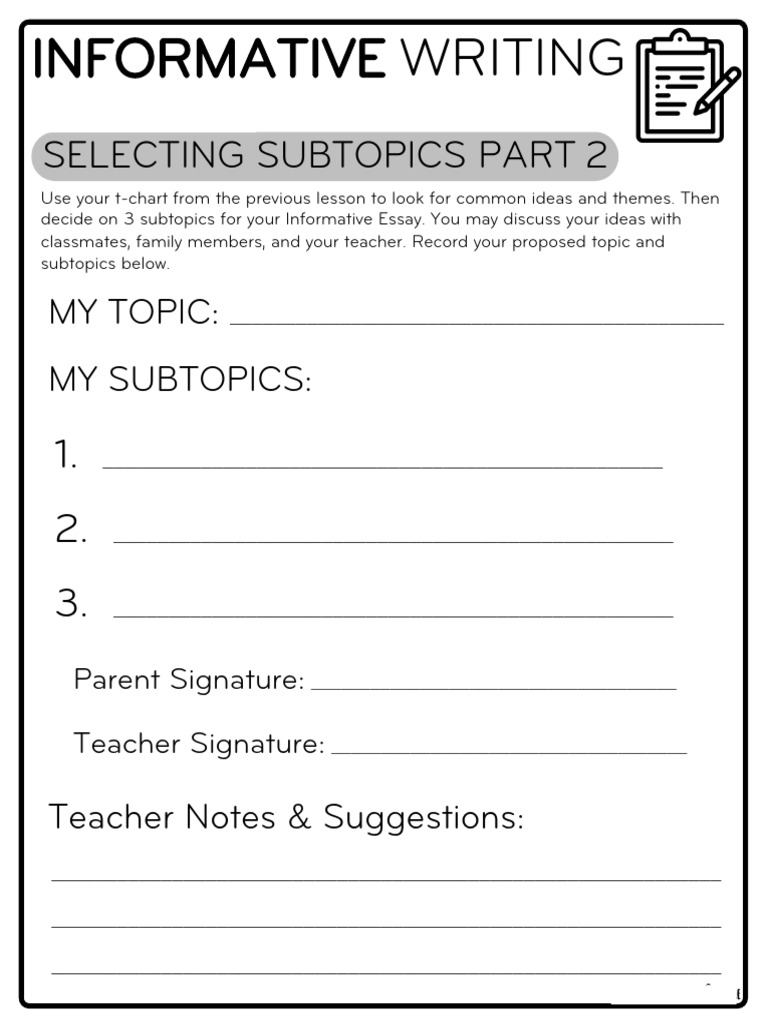 Informational Writing - Step Three (B) - Organising Paragraph Topics | PDF
