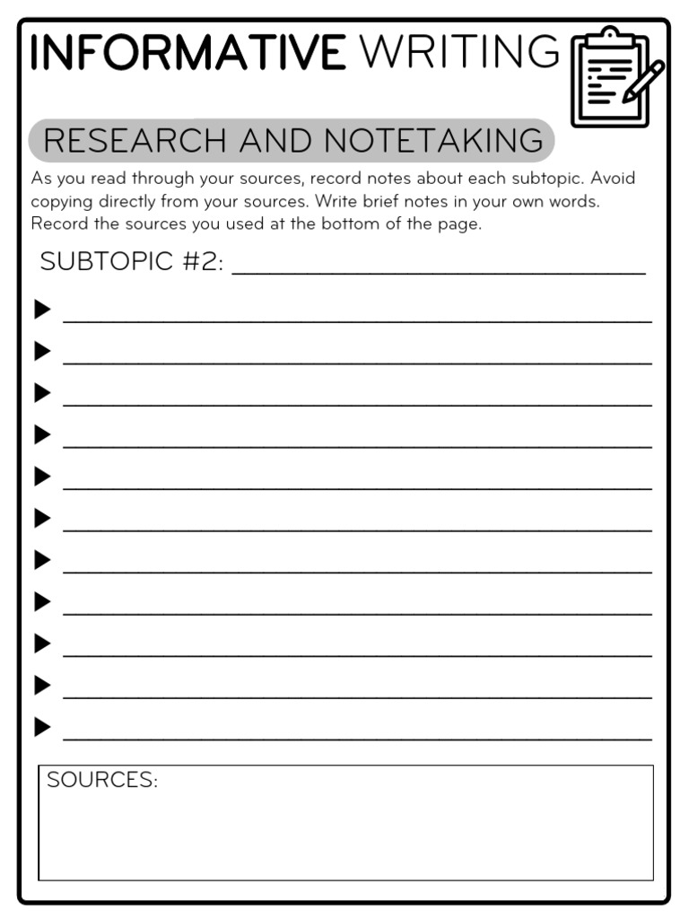 7. Informational Writing - Step Five (b) - Research and Note-Taking ...