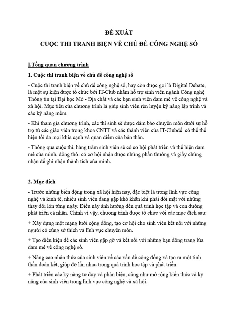 De Xuat Cuoc Thi Digital Debate | PDF