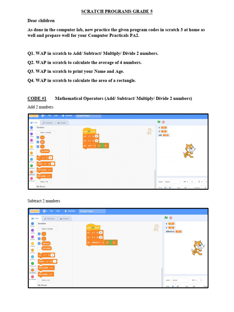 Practise-codes_scratch_grade5 | PDF