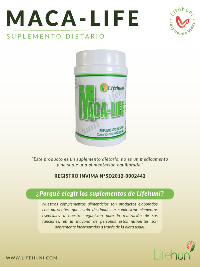 Suplemento Dietario Maca Life | PDF