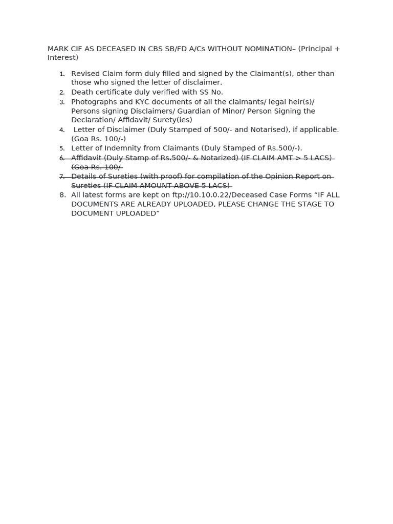 Sbi Claim Form Requirements | PDF