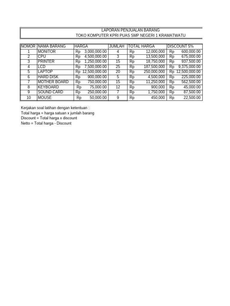 Bahan Praktik Excel Lookup | PDF