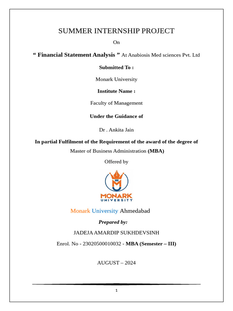 Summer Internship Project Report | PDF | Research Design | Health Care